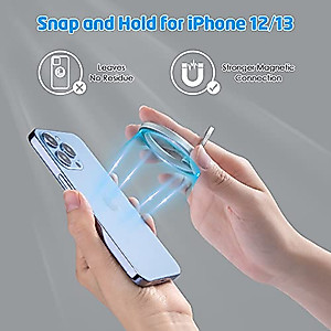 WixGear Magnetic Phone Grip, Magnetic Phone Ring Holder with Adjustable Kickstand, Compatible Only with iPhone 13, 12/12 Pro / 12 Pro Max / 12 Mini (Silver)