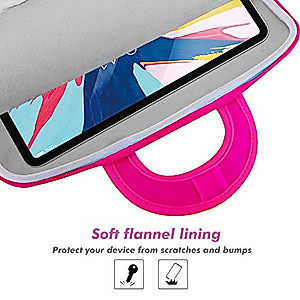 MoKo 8-10.1 Inch Kids Tablet Sleeve, Neoprene Zipper Carrying Case Bag Fits iPad Pro 11", iPad 10.2, Tablet with Accessory Pocket - Magenta