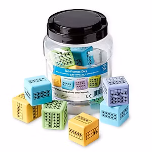 hand2mind Ten Frame Dice, Large Foam Dice for Classroom, Subitizing Dice, Math Manipulatives for Elementary School, Counting Toys for Toddlers, Educational Toys for Preschool Children (Set of 12)