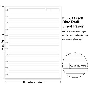 Letter Size Refills Paper, A4 Loose Leaf Paper for TUL Custom Note-Taking System Discbound Notebook Planner Inserts, 100 Sheets/200 Pages, White, 8.5 X 11 Inch