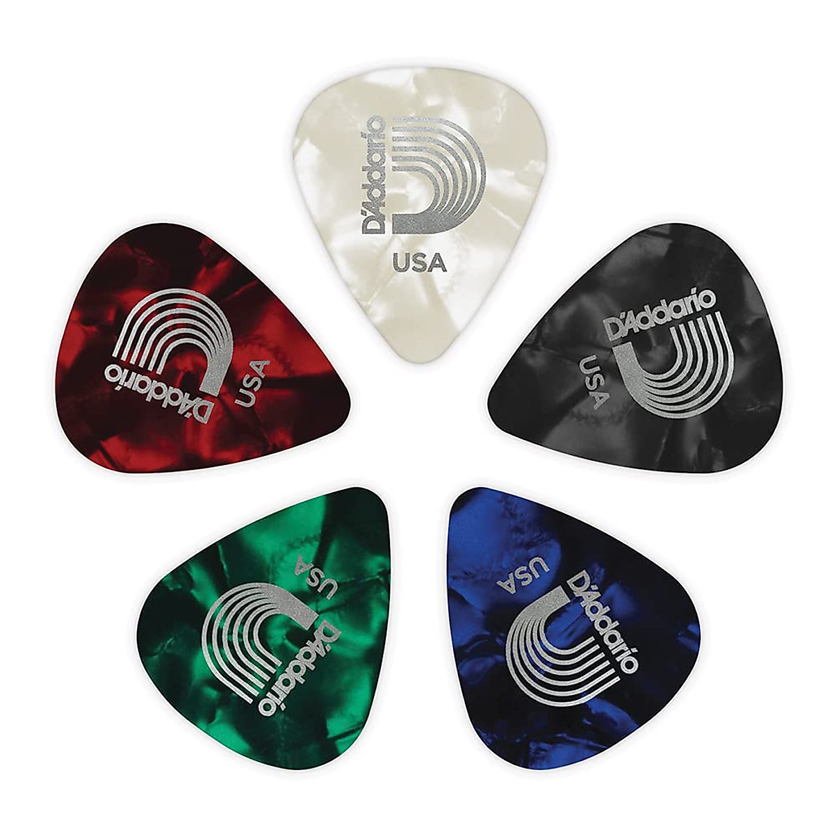 D'Addario Celluloid Guitar Picks - Guitar Accessories - Guitar Picks for Acoustic Guitar, Electric Guitar, Bass Guitar - Natural Feel, Warm Tone - Assorted, Medium 0.70mm, 10 Count (Pack of 1)