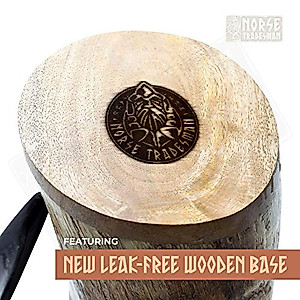 Norse Tradesman XL Viking Drinking Horn Mug - 100% Authentic Beer Horn Tankard With Thor's Hammer Engraving | The Mjolnir, High Polish, approx. 30 oz