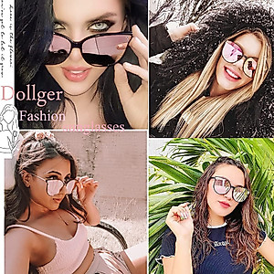 Dollger Polarized Cat Eye Sunglasses for Women Trendy mirrored Oversized UV Protection Fashion 90s Sunglasses PINK Shades