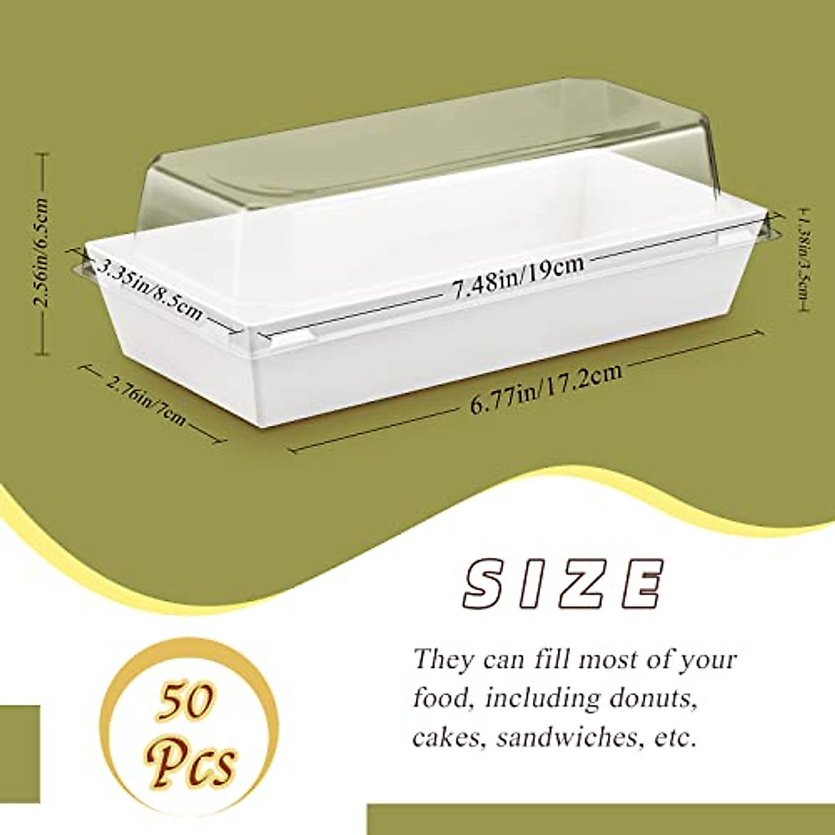 Cmkura 50 Pack White Rectangular Disposable Paper Charcuterie Boxes Food Containers Bakery Boxes
