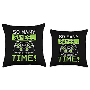 Gaming Merchandise & Video Game Lover Gifts Funny Many Little Time Gamer Video Game Throw Pillow, 18x18, Multicolor