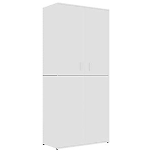 GOLINPEILO Modern Shoe Storage Cabinet with 2 Doors, 6 Shelves and a Hanging Rod, 31.5"x15.4"x70.1" Wood Shoe Storage Cabinet White for Entryway, Porch