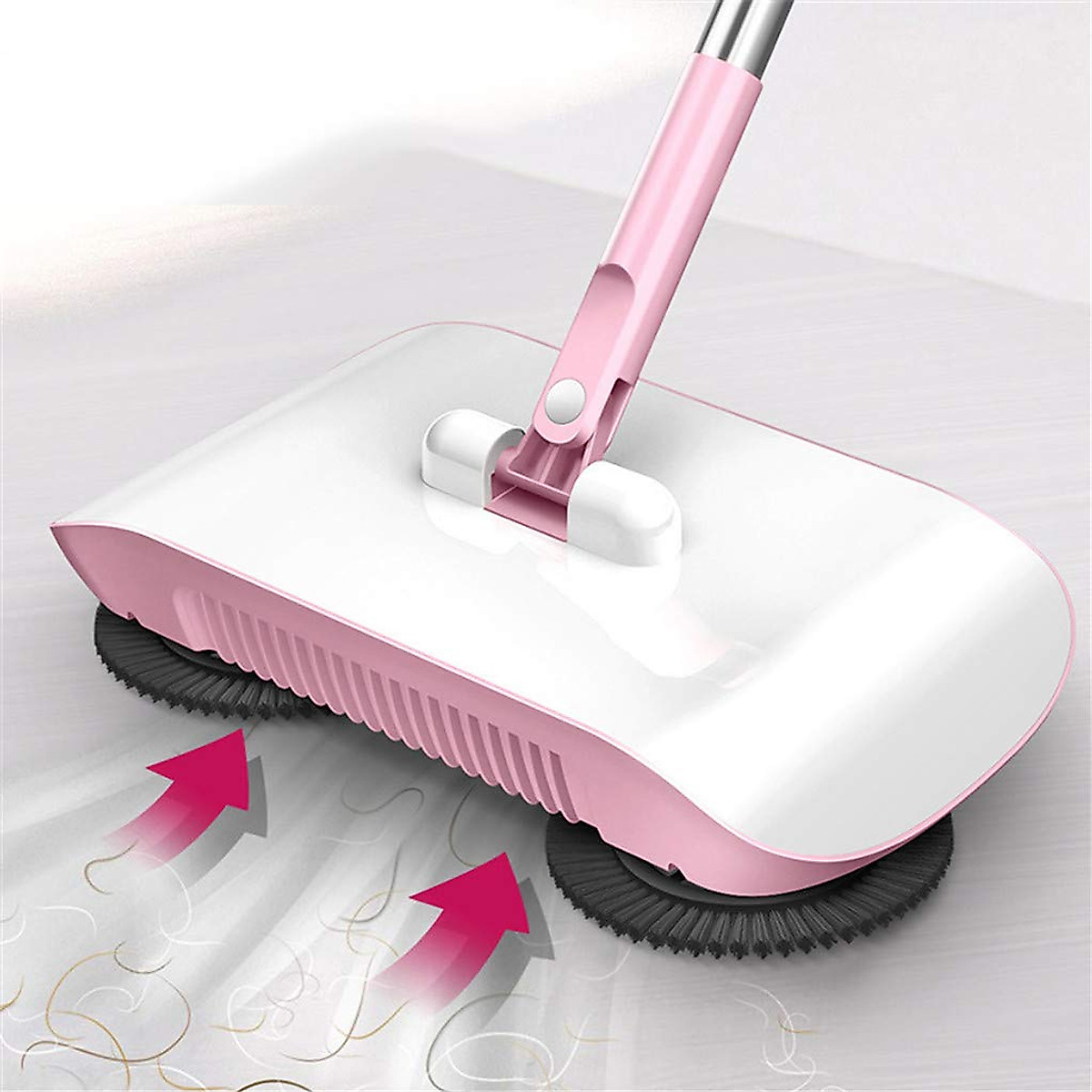 Gallity Hand Push Sweeper, Household 360° Rotation Automatic Sweeper, Lightweight Carpet Sweeper,Strong Floor Sweeper, Great for House,Office,Kitchen,Carpet,Hard Floor (Pink)