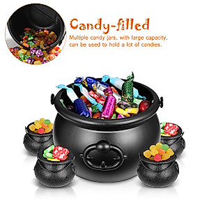 TOYANDONA 12 PCS Halloween Black Cauldrons Candy Cauldron Kettles Halloween Party Candy Bucket for Kids