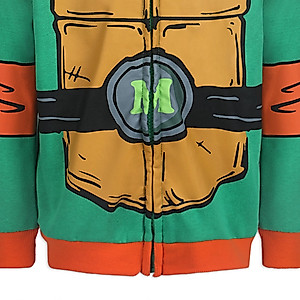 Nickelodeon Teenage Mutant Ninja Turtles Michelangelo Boys Zip Up Hooded Sweatshirt for Big Kids Green