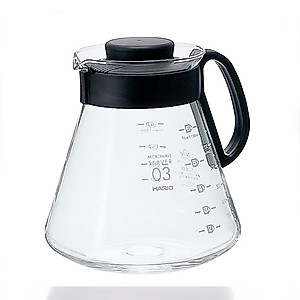Hario V60 Glass Range Coffee Server Pour Over Carafe Microwave Safe 800mL, Black
