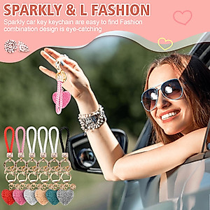 Car Keychain for Women with Rhinestone Heart Shape Bling Girl Cute Keychain for Christmas,Personalized Gift (A-Pink)