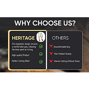 Generic Heritage Cutlery Bread Knife for Homemade Bread - Time-Saving & Easy Slicing - Perfect Bread Cutter for Sourdough Bread - Premium Finish, Ergonomic Design, No Mess, Large, Brown