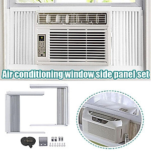 Window Air Conditioner Side Panels with Frame, 2023 New Air Conditioner Accessories Room AC Accordion Filler Curtain Kit Replacement, Adjustable Insulation AC Side Panel Include Frames
