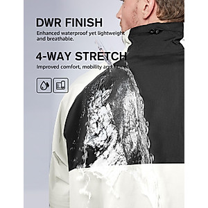 fit space Waterproof Golf Rain Jacket for Men 20K Performance Lightweight Rain Jackets for All Sports (White-half-zip, XX-Large)