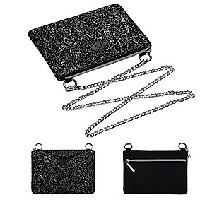 GM LIKKIE Crossbody Clutch Purse for Women, Glitter Evening Bag, Shoulder Wedding Handbag for Party (Black)