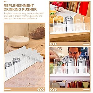 Alipis 1 set shelf pusher beverage pusher glide spring loaded can organizer plastic storage bins for shelves self-pushing drink holder pusher machine soda rack handle 35c drinks white