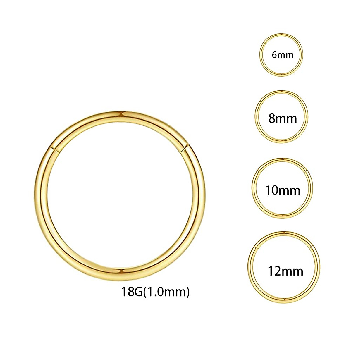 4Pcs 18G Surgical Stainless Steel Hoop Nose Ring Gold Septum Cartilage Helix Daith Tragus Hoop Earrings Hypoallergenic Body Piercing Jewelry for Women Men(18G Gold)