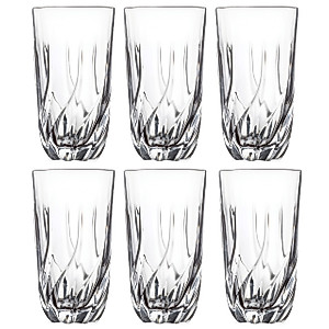 Barski Highball - Glass Tumbler - Set of 6 - Hiball Glasses - Crystal Glass - Beautiful Design - Drinking Tumblers - for Water, Juice, Wine, Beer and Cocktails - 15.75 oz Made in Europe