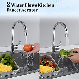 Hibbent Dual-function Metal Faucet Aerator, 2-Flow Big Angle Rotate Kitchen Sink Aerator 360 Degree Swivel Sink Sprayer Attachment, 55/64 Inch Female Thread, Chrome
