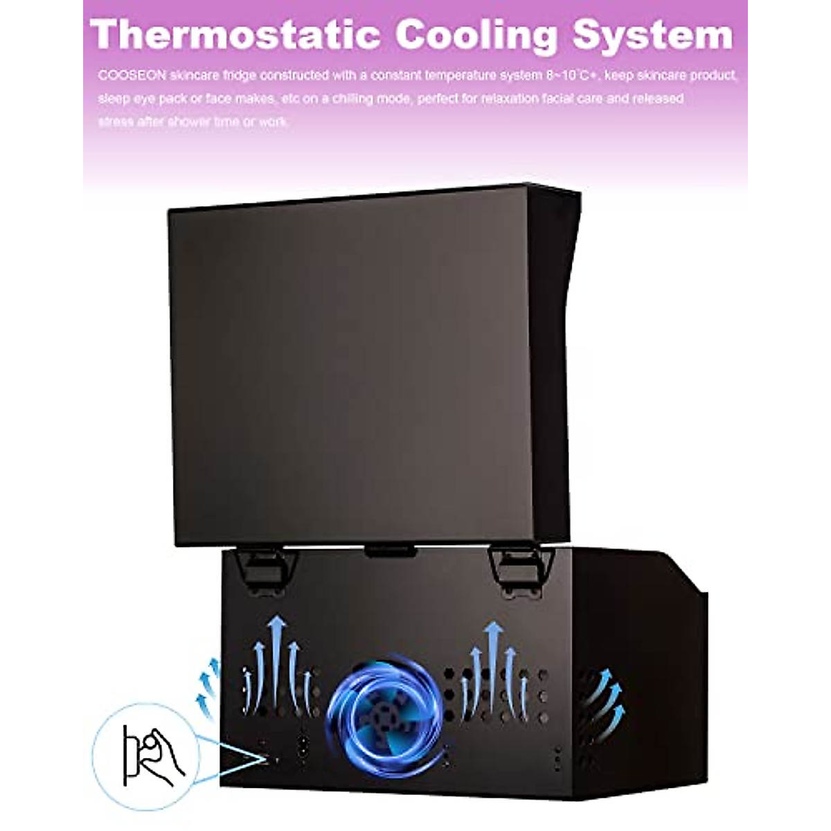 COOSEON Acrylic Skincare Fridge 10 Liter With Adjustable HD Mirror Light Thermostatic Mini Beauty Fridge with Removable Divider Shelf, Cosmetic fridge for Makeup, Bedroom, Office, Room