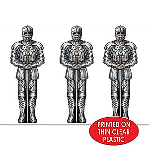 Beistle Wall of Knights Backdrop, 4' x 30', Clear/Black/Silver