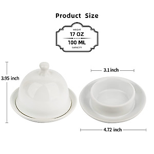 Butter dish, Ceramic Small Butter Dish with Lid, 2024 NEW Original Design Mini Butter Crock Keeper with Handle, 17 OZ Mini Butter Container Cover and Water Sealing 2 Ways Sealing