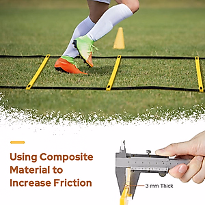 GHB Agility Ladder,Football Training Equipment Set,4 Agility Hurdles, 20 feet 12 Rungs Speed Ladder,12 Disc Cones,Resistance Parachute, Jump Rope, 5 Resistance Bands for Workout