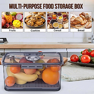 Gifhomfix Bread Box Bread Boxes for Kitchen Counter Airtight, Time Recording Bread Storage Container with Lid, Bread Keeper for Homemade Bread, Toast, Bagel, Donut and Cookies, Grey