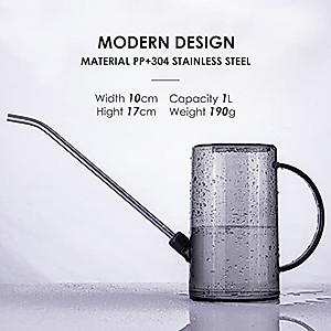 Watering Can Indoor, Small Watering Cans for House Plants, Succulents and Flowers, Long Spout, 1 Liter, with Bonus Plant Mister Spray Bottle