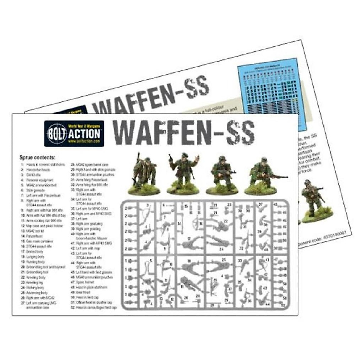 WarLord Bolt Action Waffen-SS WWII SS-Grenadier Figures 1:56 Military Table Top Wargaming Plastic Model Kit 402012101