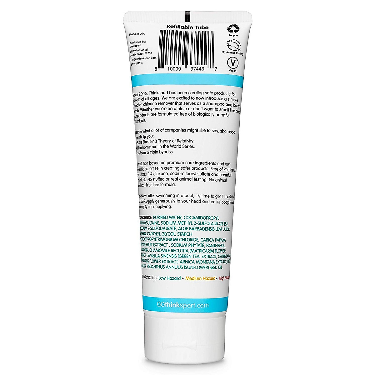 Thinksport Kids Chlorine Remover Shampoo & Body Wash – Safe, Gentle After Swim Children’s Bath Soap – Natural No Tears Foaming Cleanser for Kids Hair & Body - Papaya, 8oz