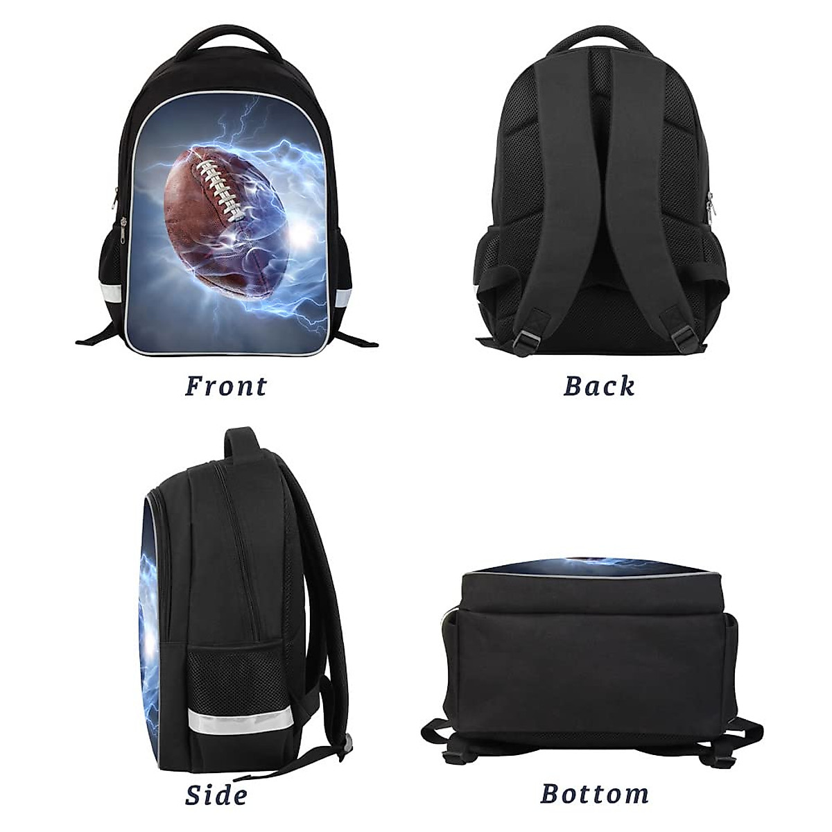 P ELEGANT PROTECTION Soccer Print Luminous Laptop Backpack, Large Capacity Lightweight Football Bookbag for Boys Girls