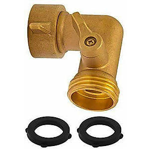 Morvat Hose Elbow Connector 90 Degree, Water Hose Elbow Connector, Brass Elbow Hose Connector, Garden Hose Connector, Solid Brass Elbow Shaped Water Spigot with ON/Off Shutoff Valve…
