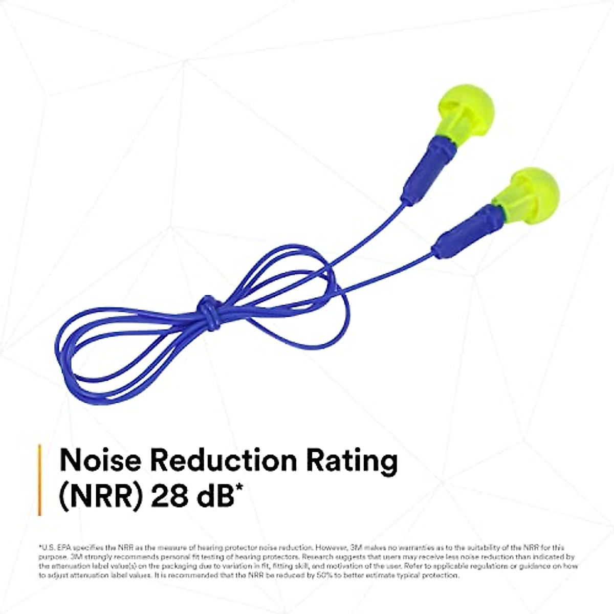 3M E-A-R Push-Ins Earplugs 318-1001, Corded, Poly Bag 100-Pair