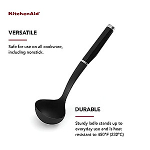 KitchenAid Classic Soup Ladle, One Size, Black 2 & Classic Pizza Wheel, 9-Inch, Black