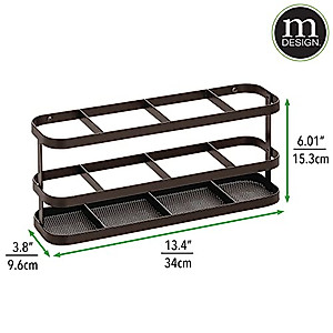 mDesign 4-Section Oval Bathroom Wall Mounted Hair Tool Storage Organizer - Metal Accessory Basket - Hanging Holder for Hair Dryer, Straightener, and Curling Iron - Carson Collection - Bronze