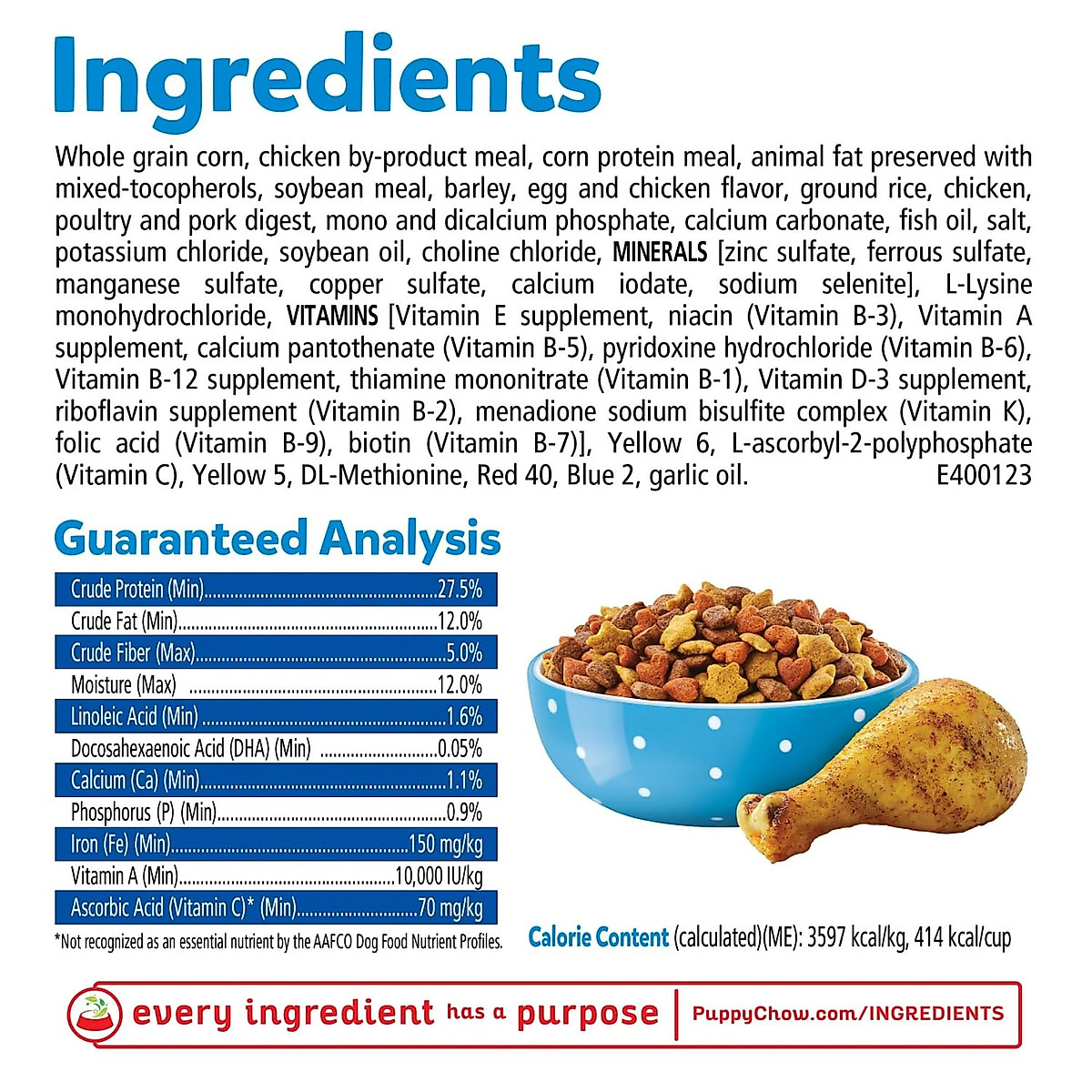 Trase A Puppy Chow Complete Dry Dog Food, High Protein with Farm-Raised Real Chicken, 4 lb Bag, Healthy Growth, Balanced Nutrition, Essential Vitamins and Minerals, Premium Puppy Formula