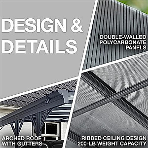 Hanover 19-Ft. x 10-Ft. Aluminum Arch-Roof Carport with Opaque Polycarbonate Roof Panels