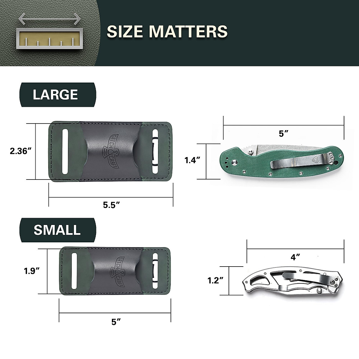 CatchandCraft Leather Knife Sheath for Belt - Pocket & Folding Knife Holster, Horizontal Carry Knife Holder, Small Case Pouch, Hidden EDC Organizer for Men, Shop Knife Sheaths