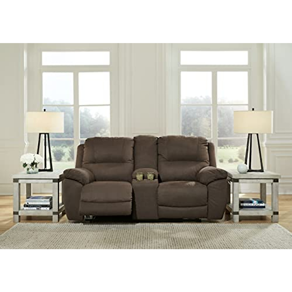 Signature Design by Ashley Next-Gen Gaucho DBL REC PWR Loveseat w/Console, 80"W x 41"D x 43"H, Dark Brown