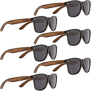 Woodies Six Wood Sunglasses Bulk All Walnut Wood Black Polarized Lenses 100% UVA/UVB Ray Protection