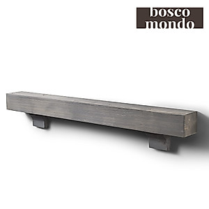 BoscoMondo Rustic Fireplace Mantel Shelf with Corbels- Pine Wood - Wall Decor, Mounted Farmhouse Shelving (72", Grey)
