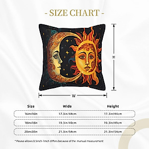 deaokluy 18"x18" Sun Moon and Stars Square Leather Throw Pillow Covers Decorative Holiday Pillow Case for Home Bedroom Couch Sofa Decoration