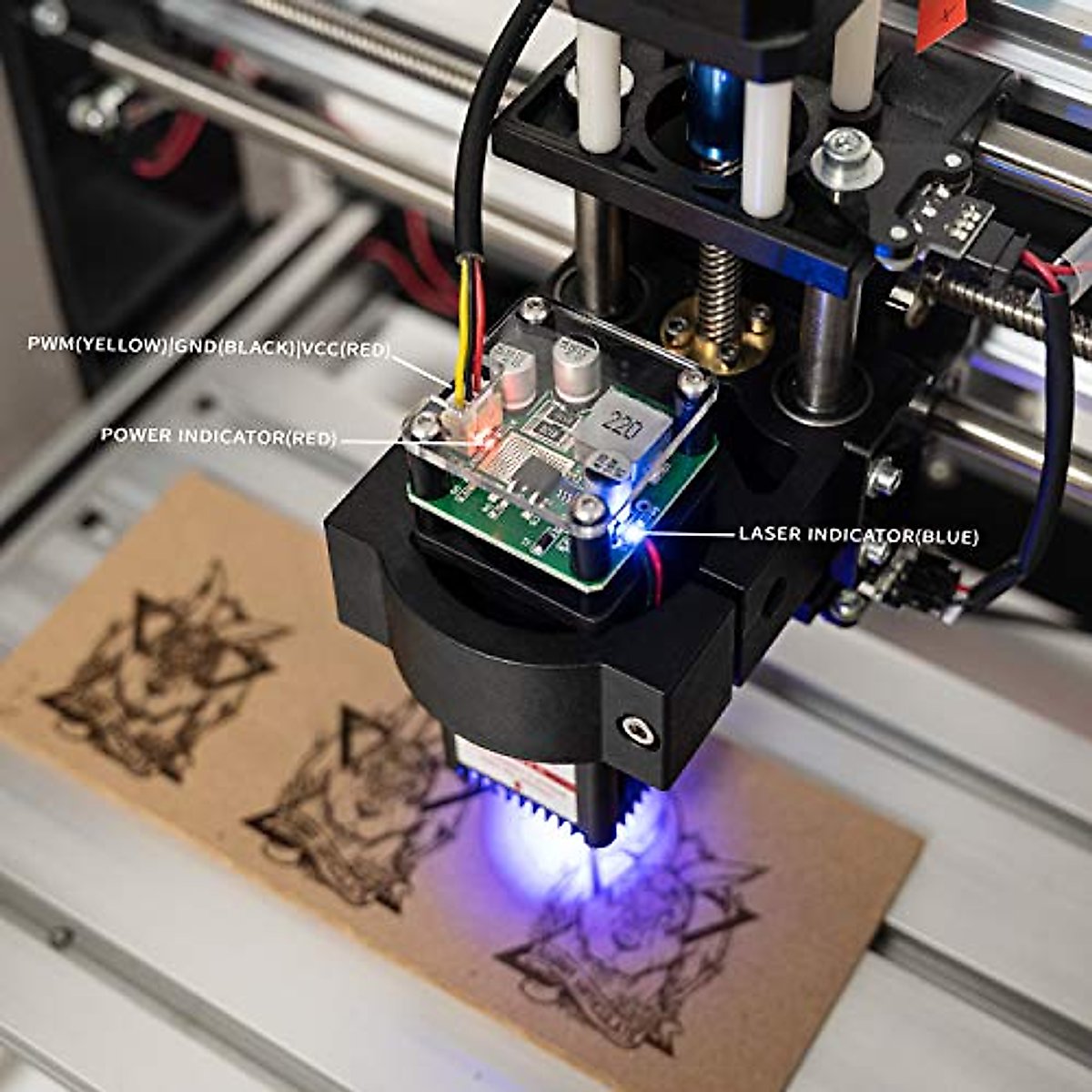 FoxAlien Fixed-focus 20W Engraver Module Class 4 450nm PWM TTL for FoxAlien 3018-SE V2, 4040-XE, LE-4040 CNC Engraving Machine (5000mW Optical Output)
