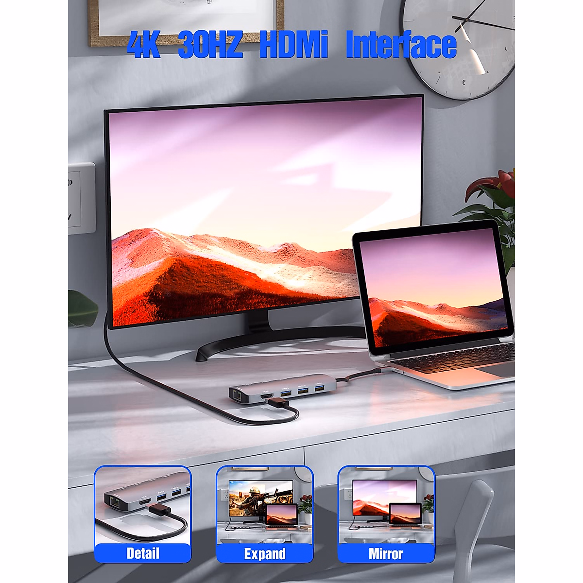 USB C Hub, Sivxnem USB C to HDMI Adapter (4K HDMI USB3.0/2.0 SD/TF 90W PD Gigabit USB-C Dongle),USB-C Docking Station Compatible with MacBook Pro/MacBook Air/iPad Pro/Surface Pro 7/Dell XPS 13 15