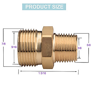 2 Pack M22 to 3/8 Inch NPT Male Pressure Washer Adapter Brass Pipe Thread Fitting 4500 PSI Compatible with Simpson, Generac, Briggs Stratton etc