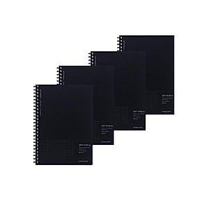 Kokuyo. Soft Ring Notebook Biz (Edge Title) A5, 5mm Grid 50 Sheets Black (ス-SJ231S5-D) - 4 Pack