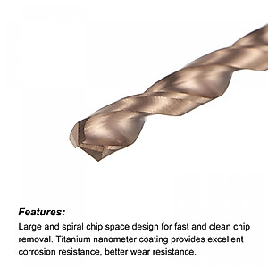 uxcell Twist Drill Bit, 4.1mm Jobber Drill Bit Nanoscale Titanium Coated K35 Tungsten Carbide Straight Shank 100mm Length for Drilling Stainless Steel Alloy Steel