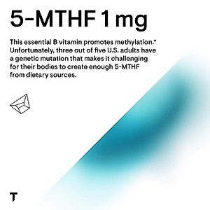 THORNE 5-MTHF - Methylfolate (Active B9 Folate) Supplement - Supports Cardiovascular Health, Fetal Development, Nerve Health, Methylation, and Homocysteine Levels - 60 Capsules - 5-MTHF 1mg