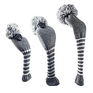 BESSTUUP Pack of 3 Knit Headcover Driver Cover Wood Head Covers for Fairway Wood, Driver Wood, Hybrid - Gray